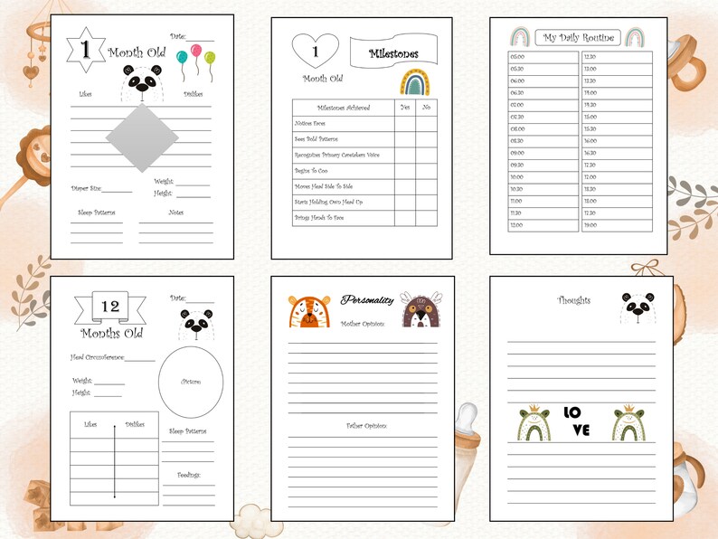 First Year Baby Book Printable Baby Book Page Baby Memory Book Baby ...