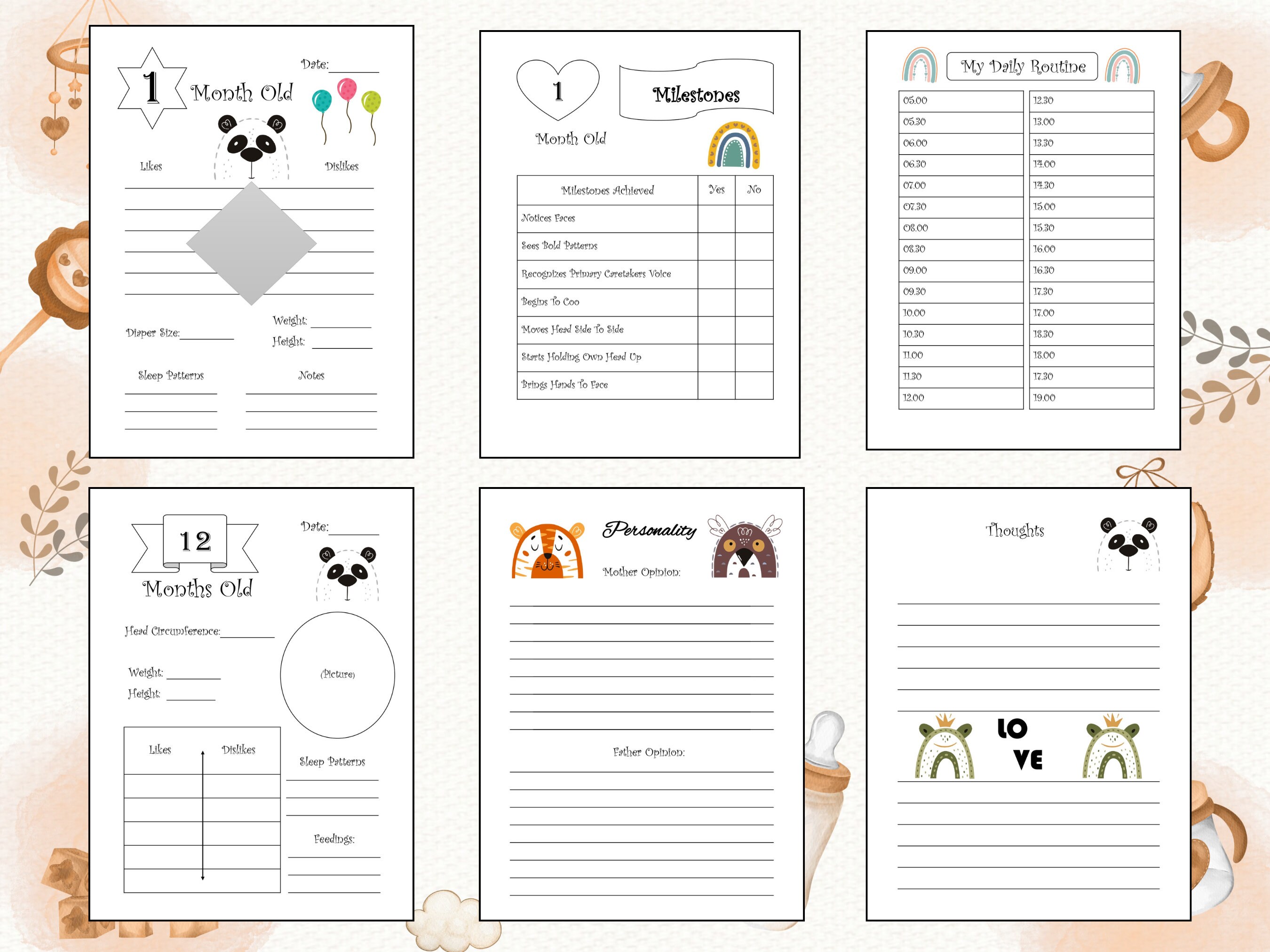 First Year Baby Book Printable Baby Book Page Baby Memory Book Baby ...