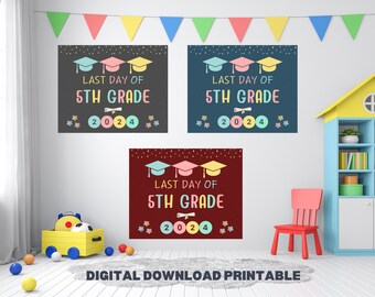 Last Day of 5th Grade Sign Last Day of School Sign 2024 EMOJI Fifth ...