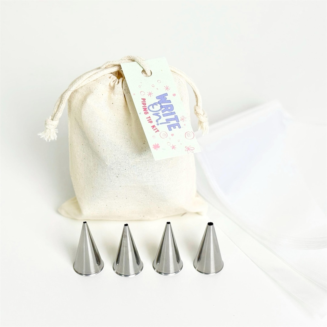 Lettering Piping Tip Kit: Cake Writing Supplies - Round Tips & Bags - Etsy