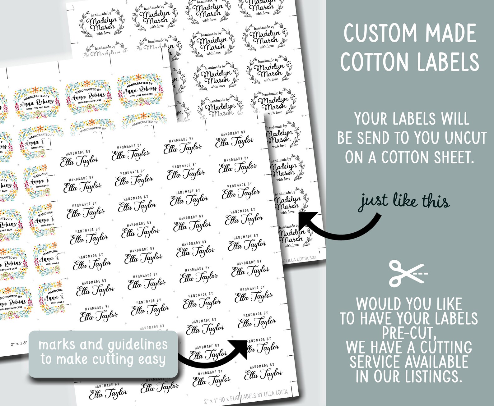 Fabric Cotton Label 32 or 12 Flat Labels Iron On Sew On - Etsy