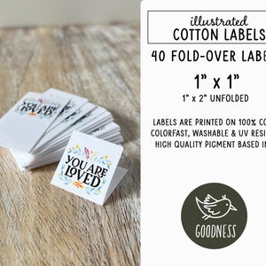 Fabric Label, 40 Fold Over, Sewing Label, Sew in Clothing Tag, Cotton ...