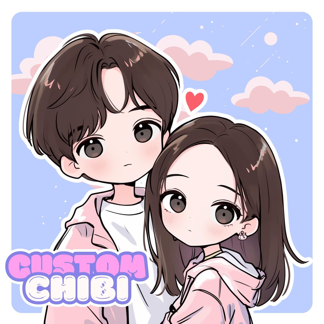 CUSTOM CHIBI PORTRAIT, Couple Chibi, Chibi Anime Style, Cute Chibi ...