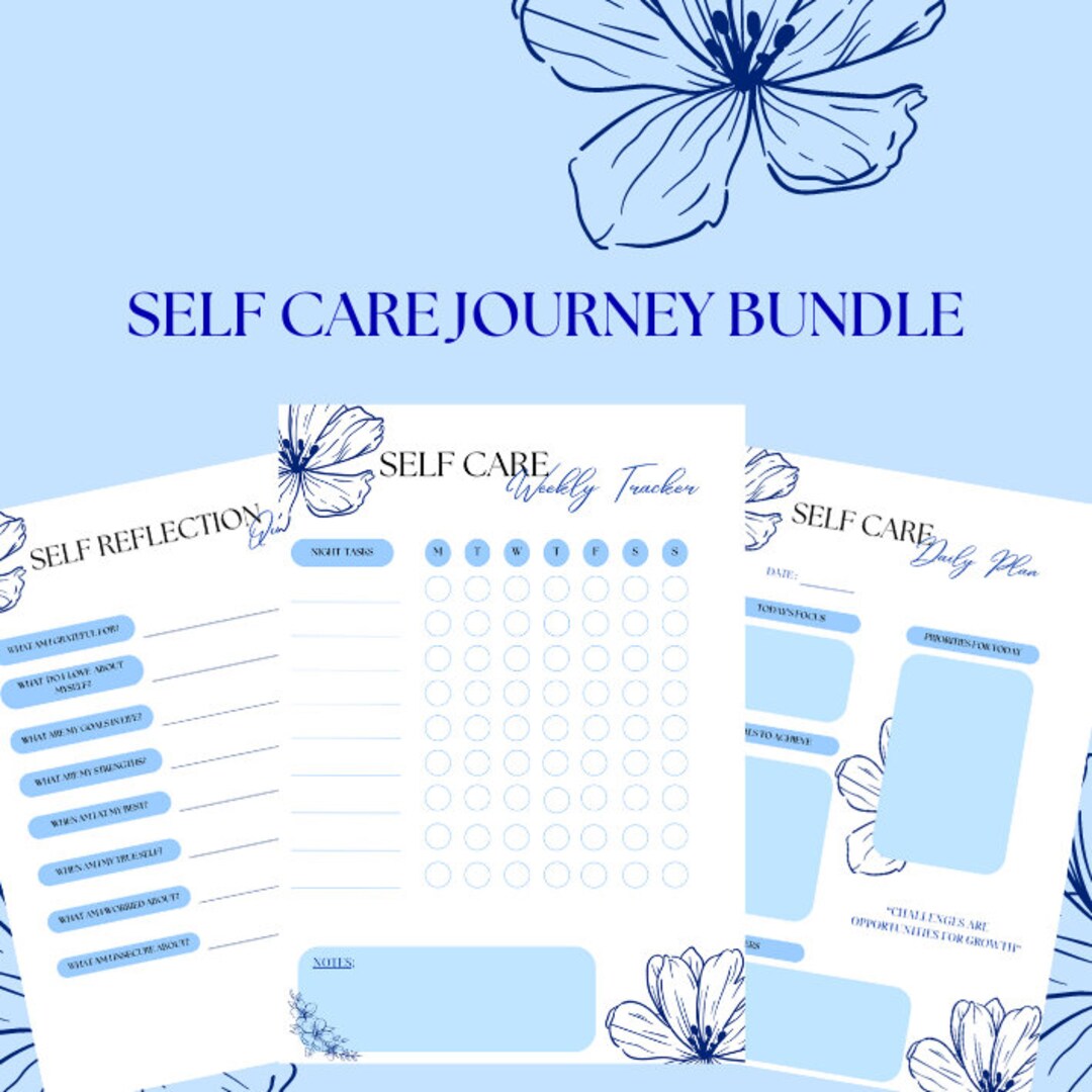 Floral Blue Self-care Journey Bundle - Etsy