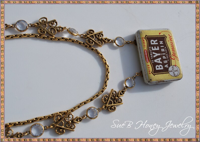 Vintage Bayer Aspirin Pill Box Necklace, Wearable Vintage Fun! - Etsy