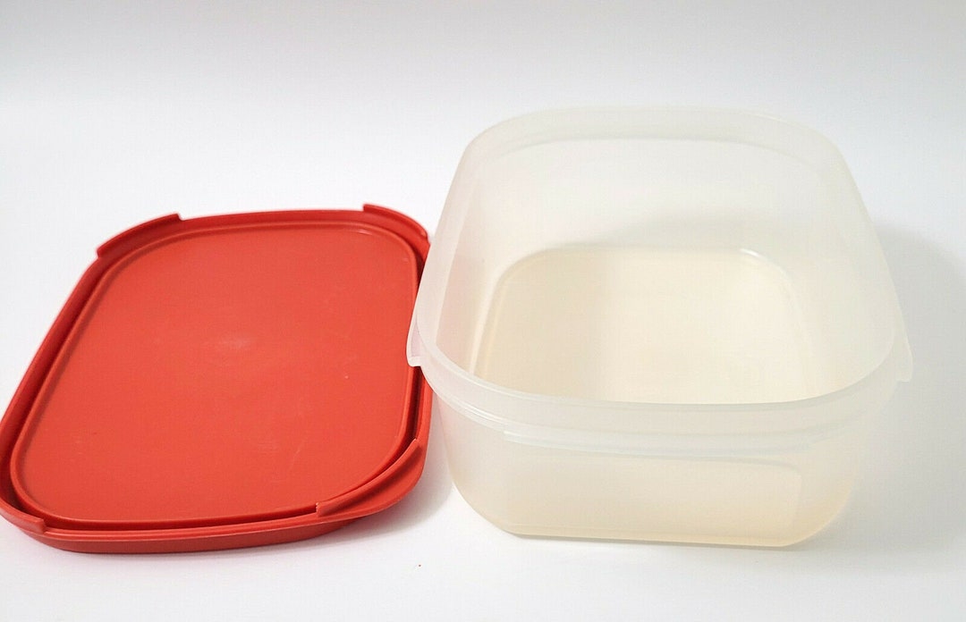 Vintage Tupperware Red & Clear Rectangular Container 3.5 Cups - Etsy