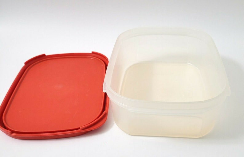Vintage Tupperware Red & Clear Rectangular Container 3.5 Cups - Etsy