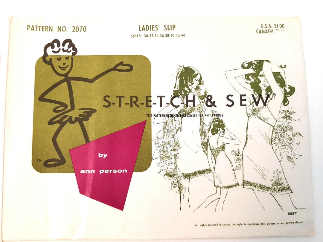 Vintage UNCUT Stretch & Sew Sewing Pattern 2070 Ladies Slip Knit ...