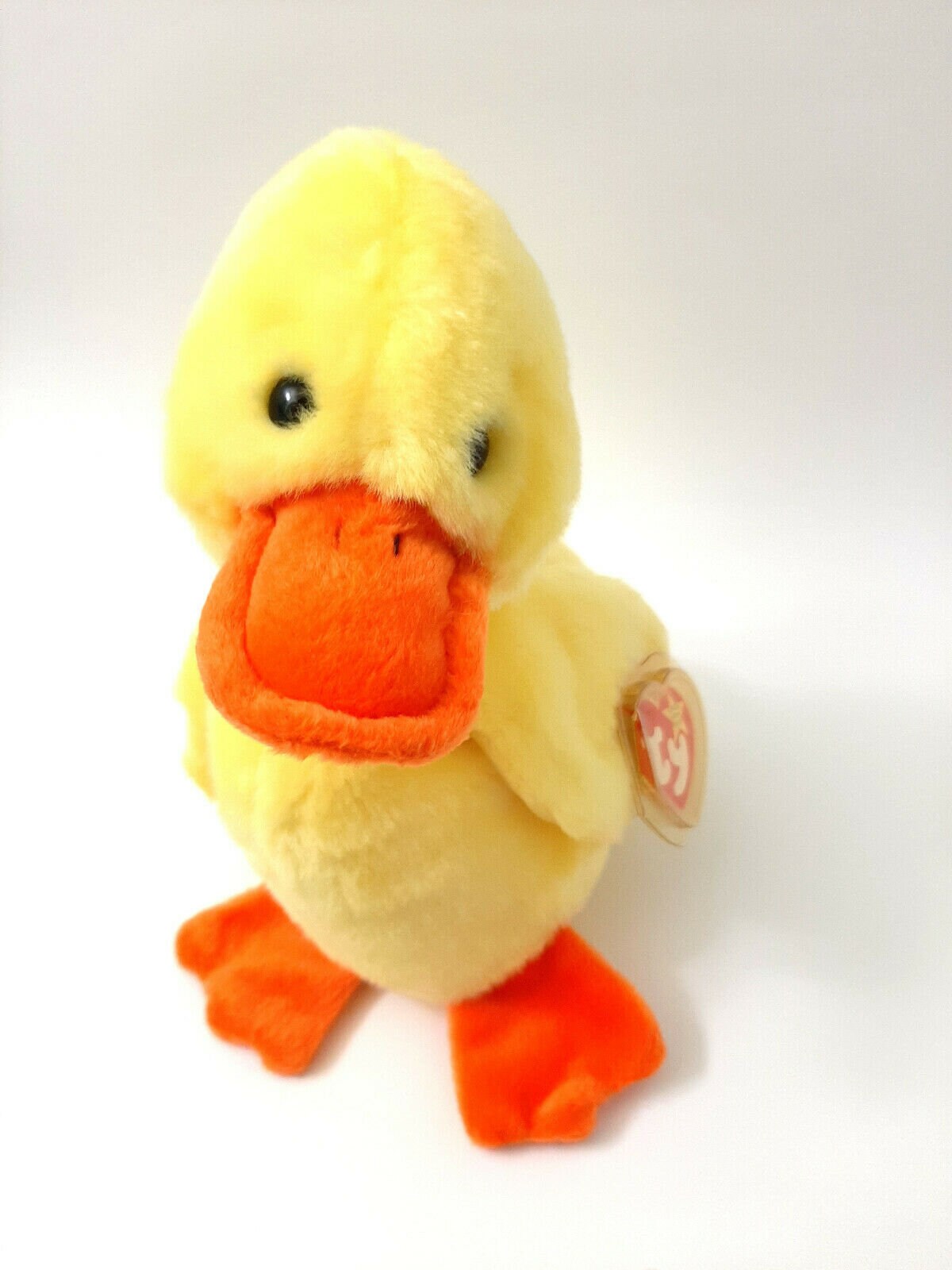 Vintage 1998 Quackers Yellow Duck Beanie Baby PE Pellets Orange Beak ...