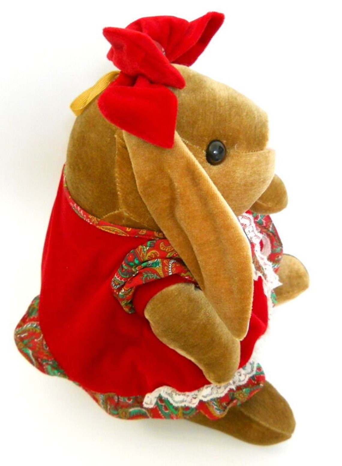 Vintage Toys R Us Girl Bunny Rabbit Red Velvet Dress, Bow, Pink Ears ...