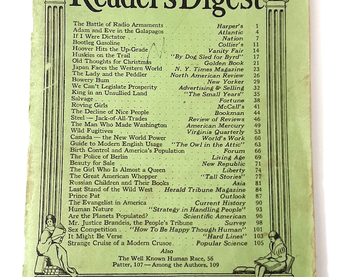 Vintage Readers Digest Magazine January 1932 Edition Softbound Green ...