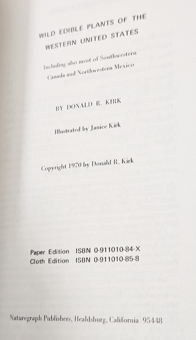 Vintage Wild Edible Plants of the Western United States Softbound ...