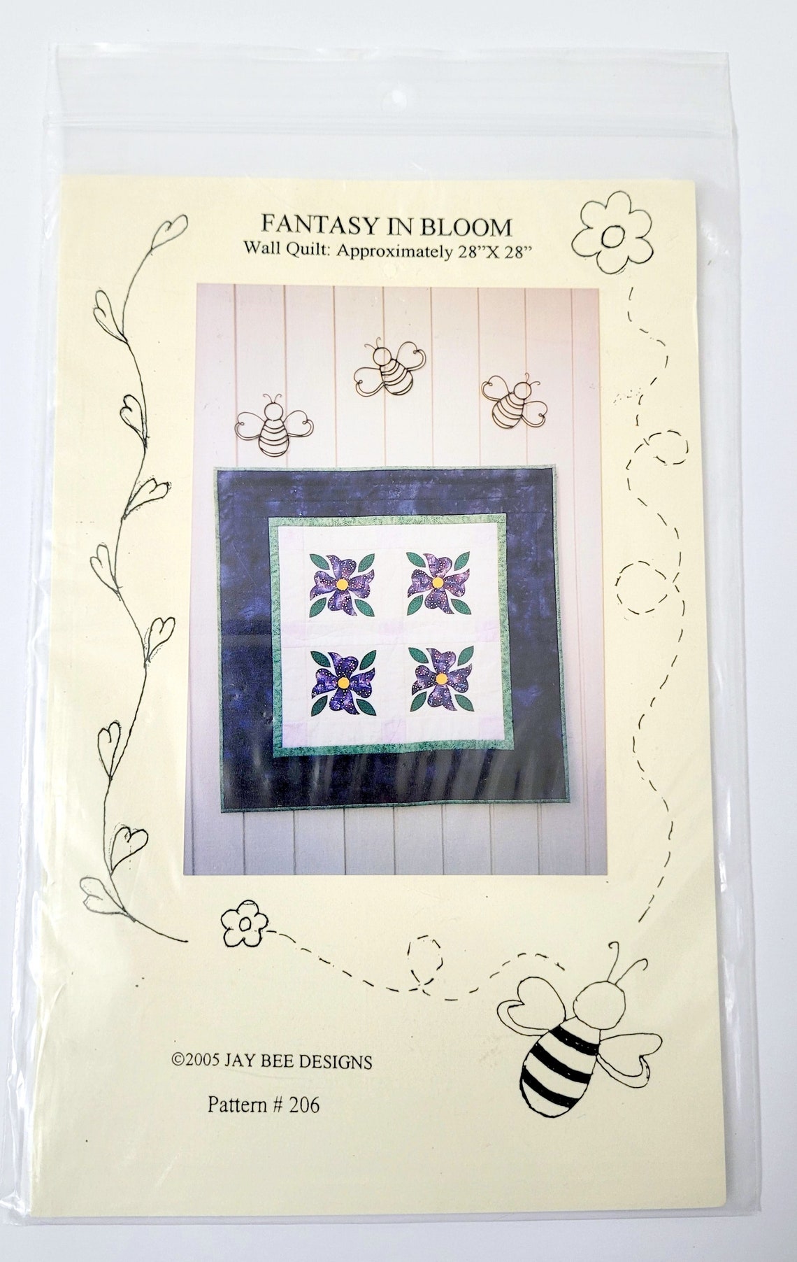 Fantasy in Bloom Wall Quilt Pattern 28 X 28 Inch Jay Bee Designs 2005 ...