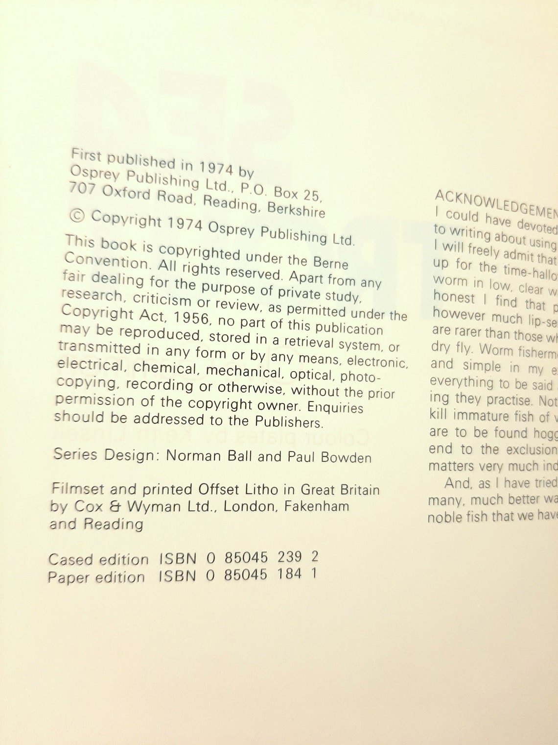 Vintage Sea Trout Hardback Book the Osprey Anglers January 1, 1974 by ...