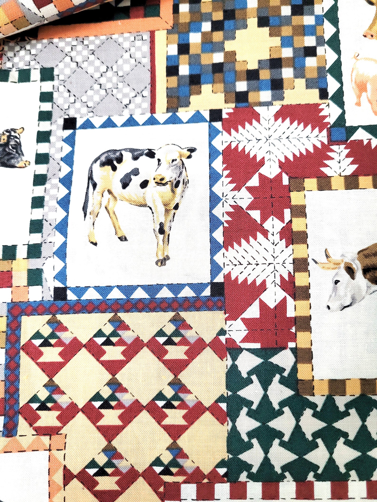 Farm Animals Cotton Fabric Material Cows Rooster Chicken - Etsy