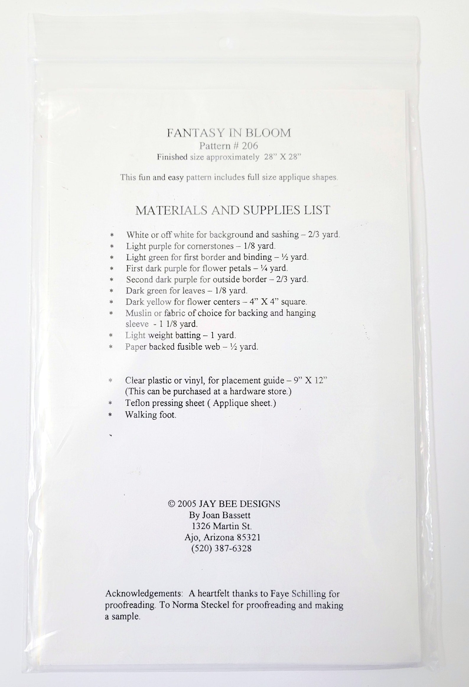 Fantasy in Bloom Wall Quilt Pattern 28 X 28 Inch Jay Bee Designs 2005 ...