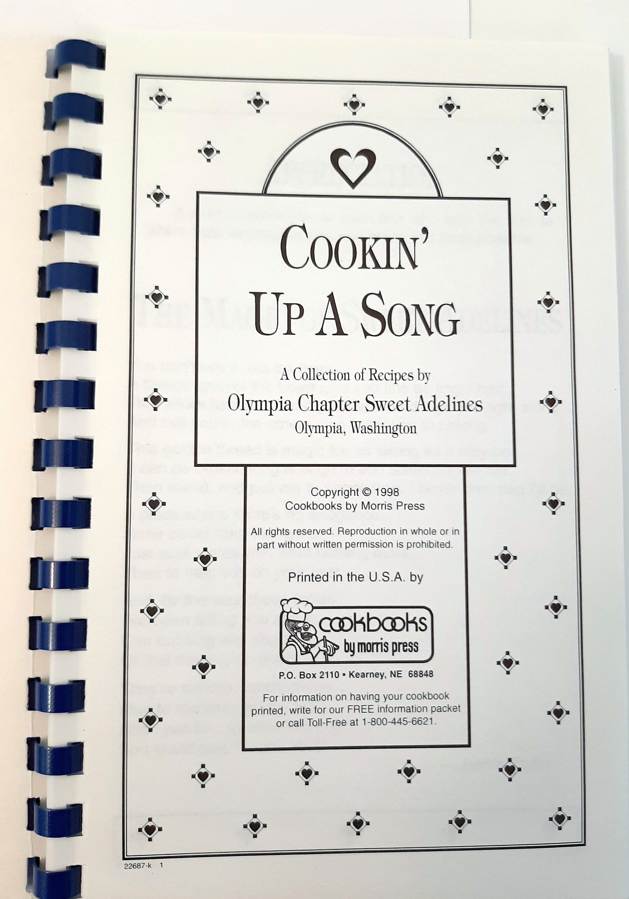 Vintage Cookin' up A Song Barbershop Style Cookbook Olympia Wa Sweet ...