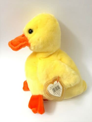 Vintage 1998 Quackers Yellow Duck Beanie Baby PE Pellets Orange Beak ...