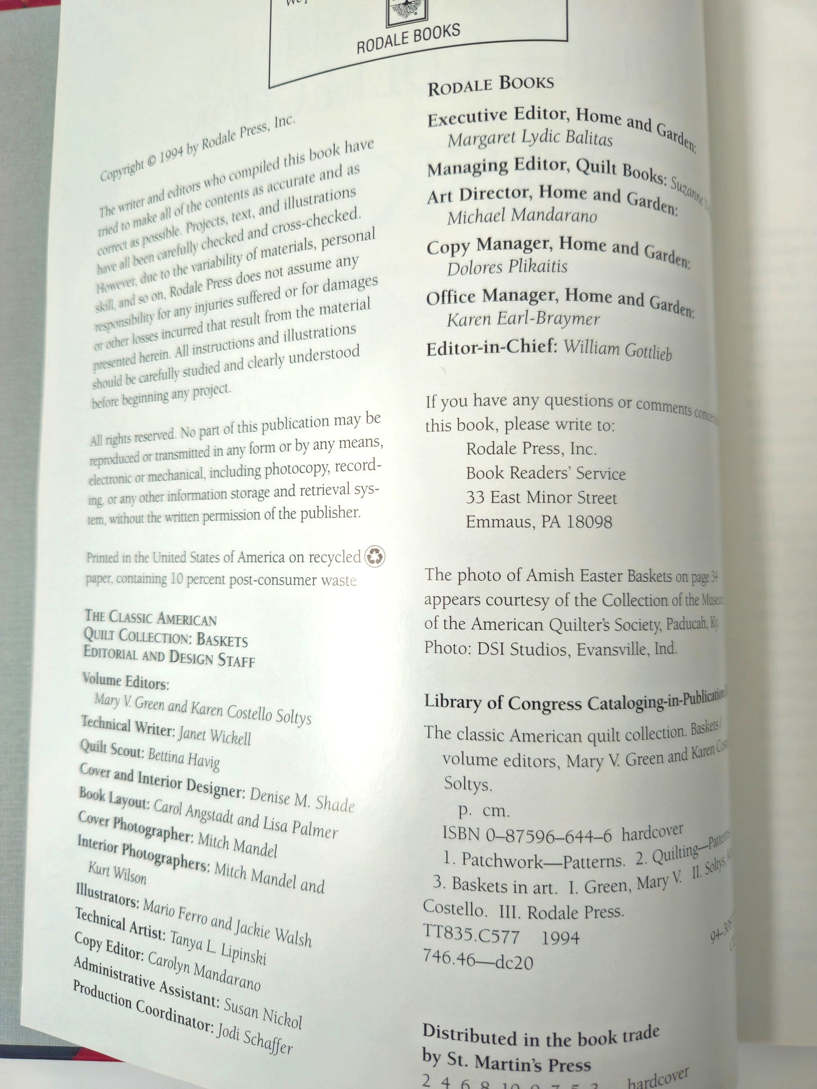 The Classic American Quilt Collection Hardback Book A Rodale Quilt Book ...