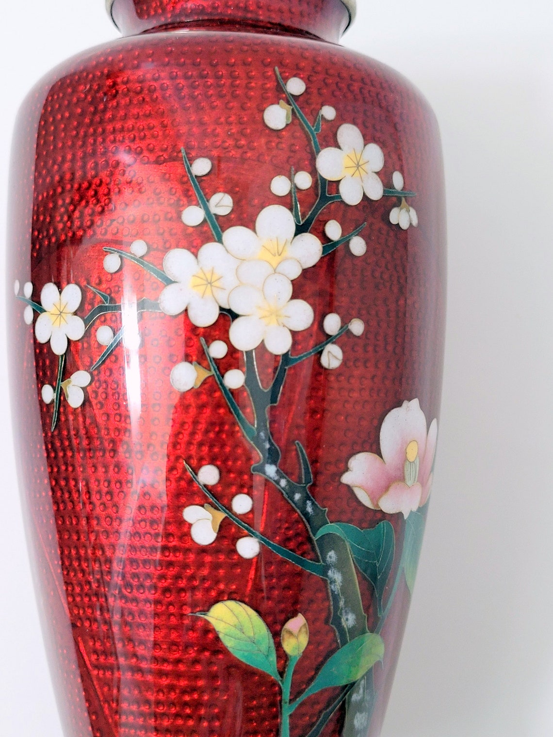 Vintage Japan Red Ginbari Urn Vase Cloisonne Sato Style Hand - Etsy