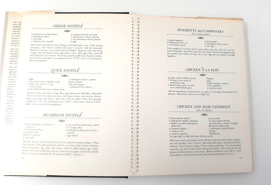 Vintage Vogue Australia Cookbook Hardback Book Compiled by Shiela ...