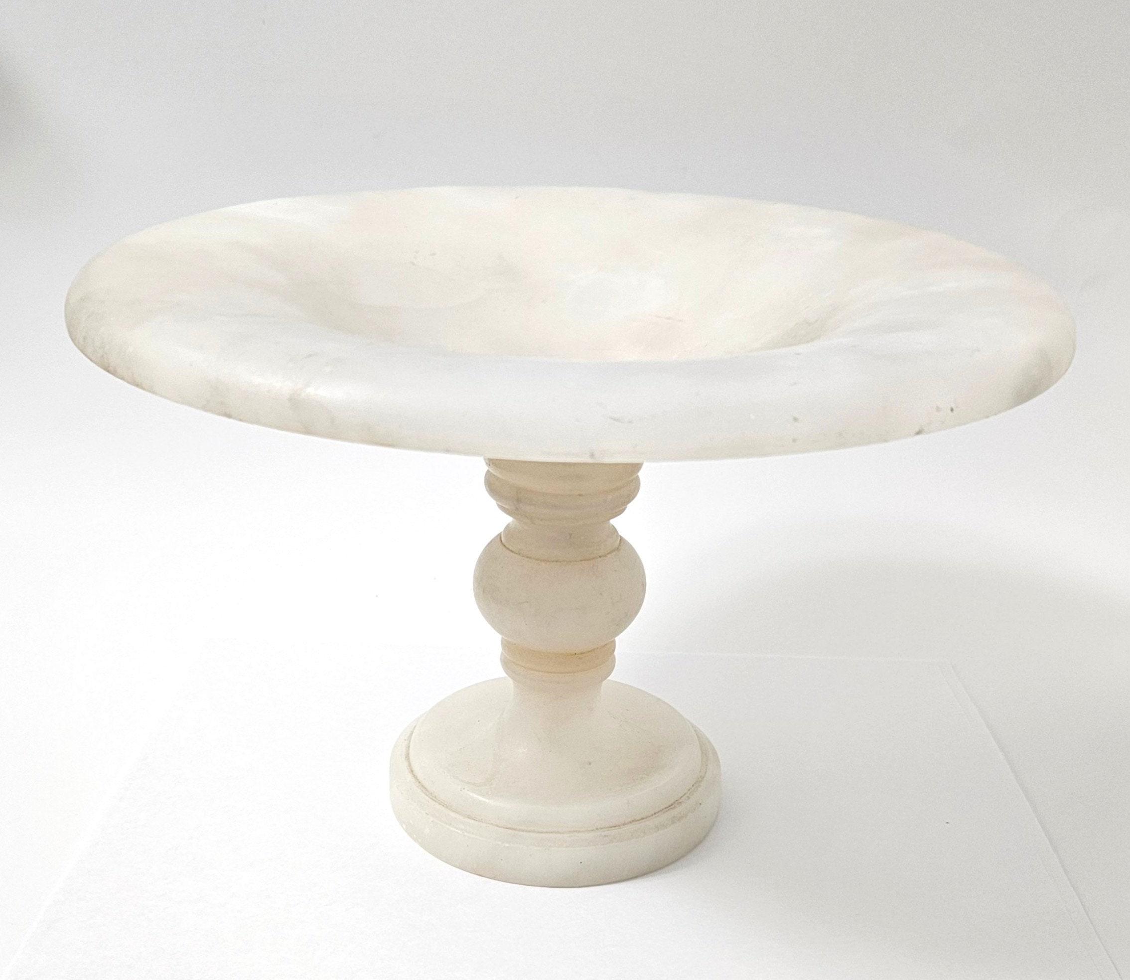 Vintage Smooth White Marble Compote Italian 1968 Centerpiece Stand ...