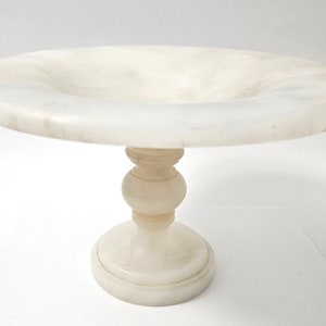 Vintage Smooth White Marble Compote Italian 1968 Centerpiece Stand ...