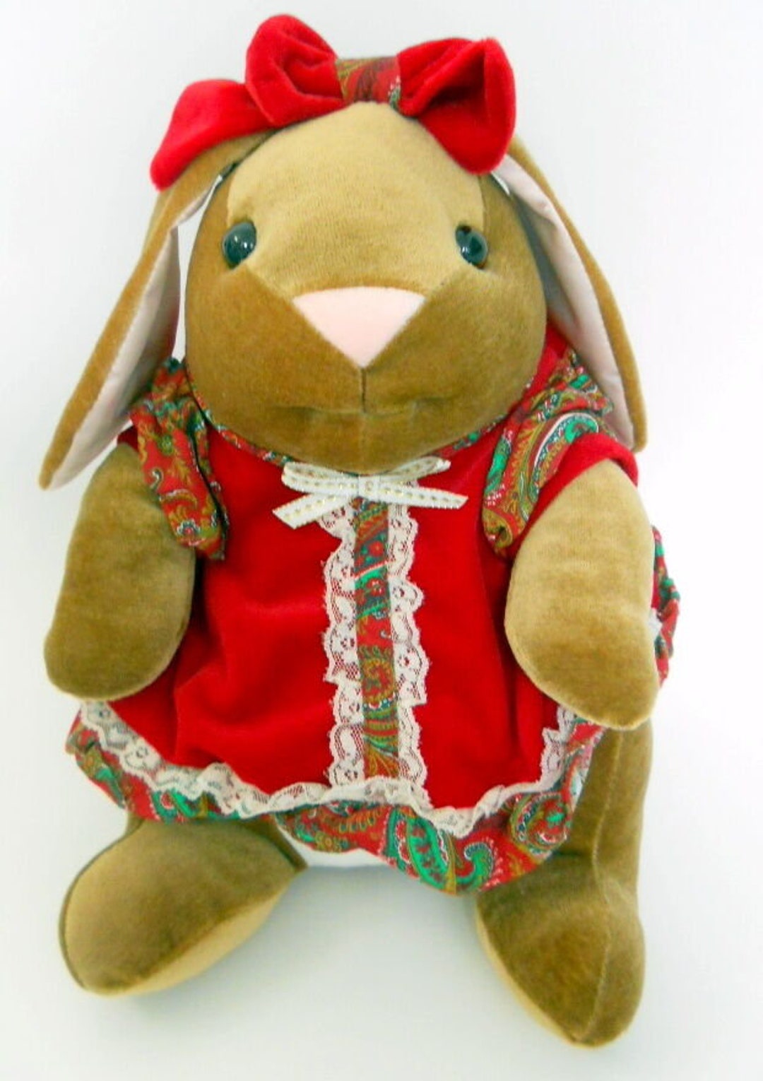 Vintage Toys R Us Girl Bunny Rabbit Red Velvet Dress, Bow, Pink Ears ...