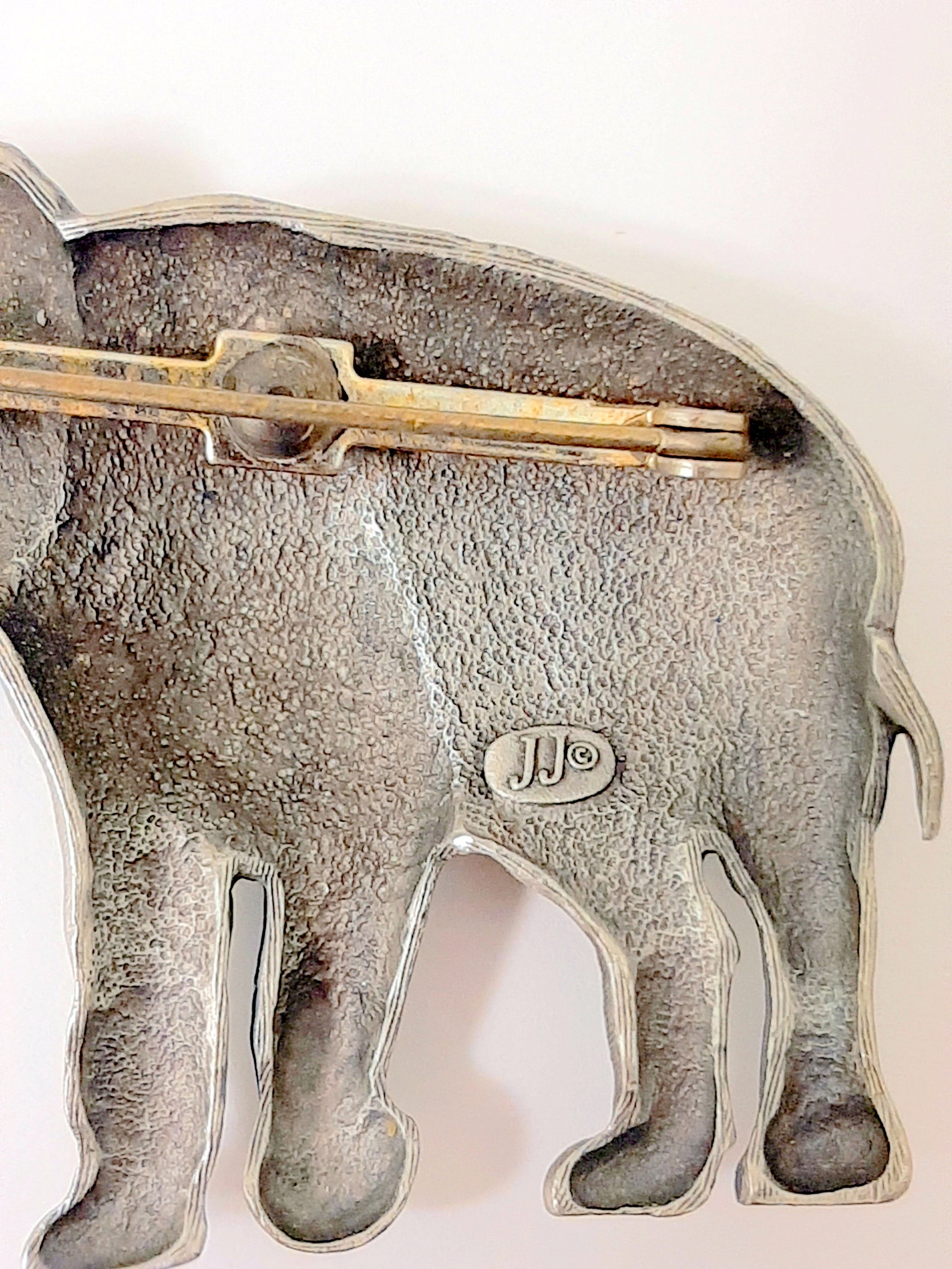 JJ Jonette Elephant Brooch Pin Signed Pewter Trunk up for Good Luck - Etsy