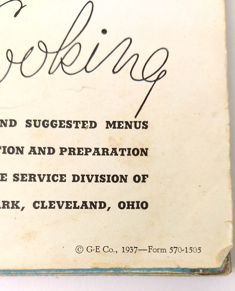 Vintage General Electric the New Art of Modern Cooking Cookbook 1937 - Etsy