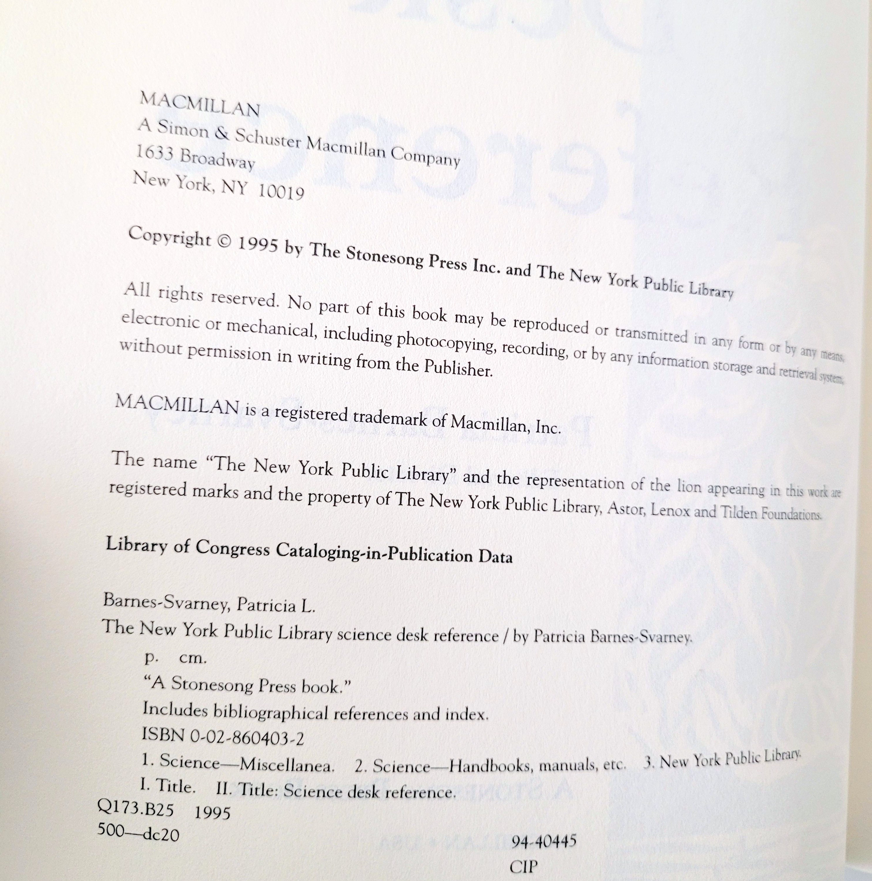 New York Public Library Science Desk Reference Hardback Book ...