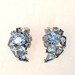 Vintage Blue Pronged Rhinestone Clip Earrings Semi Colon Shape Silver ...