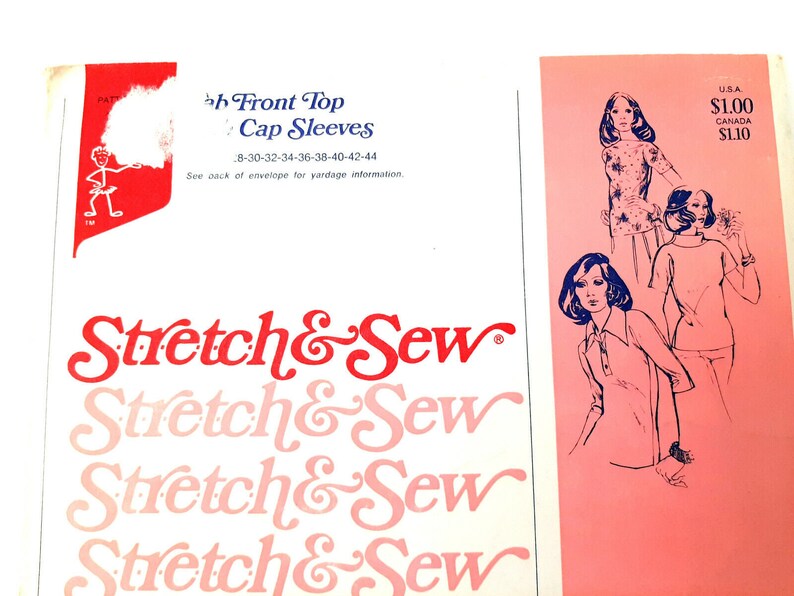 Vintage UNCUT Stretch & Sew Sewing Pattern 250 Tab Front Top or Blouse ...
