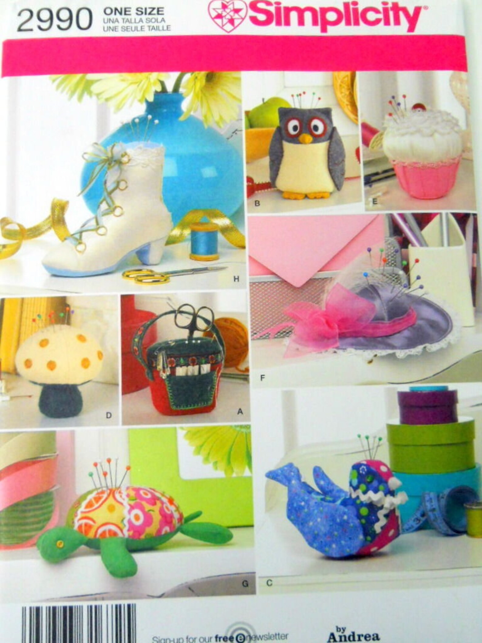 Simplicity Craft 2990 Pincushions Owl Shoe Turtle Cupcake Bird UNCUT - Etsy