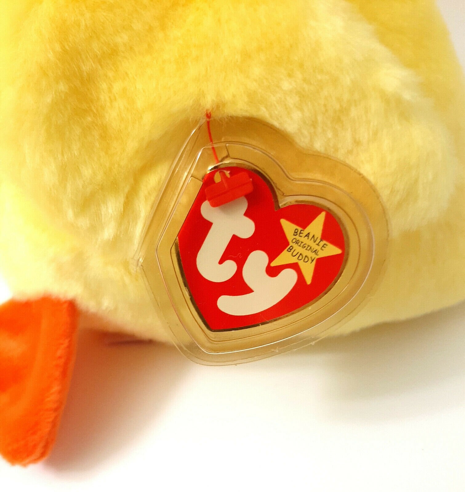 Vintage 1998 Quackers Yellow Duck Beanie Baby PE Pellets Orange Beak ...