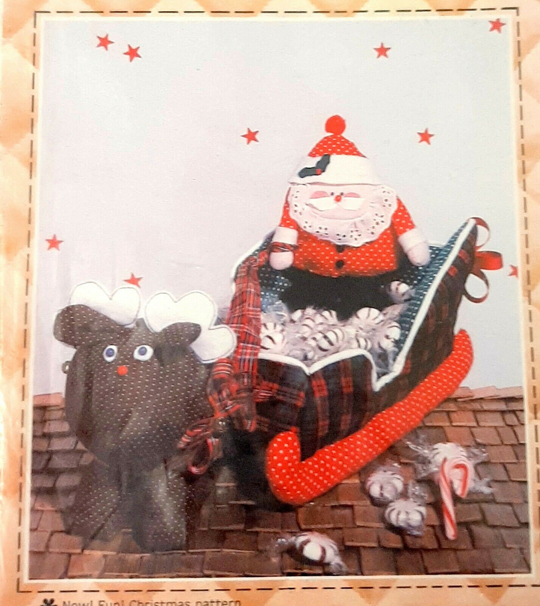 Vintage 1982 Patch Press Jingle Bell Sleigh Sewing Pattern ONLY Santa ...