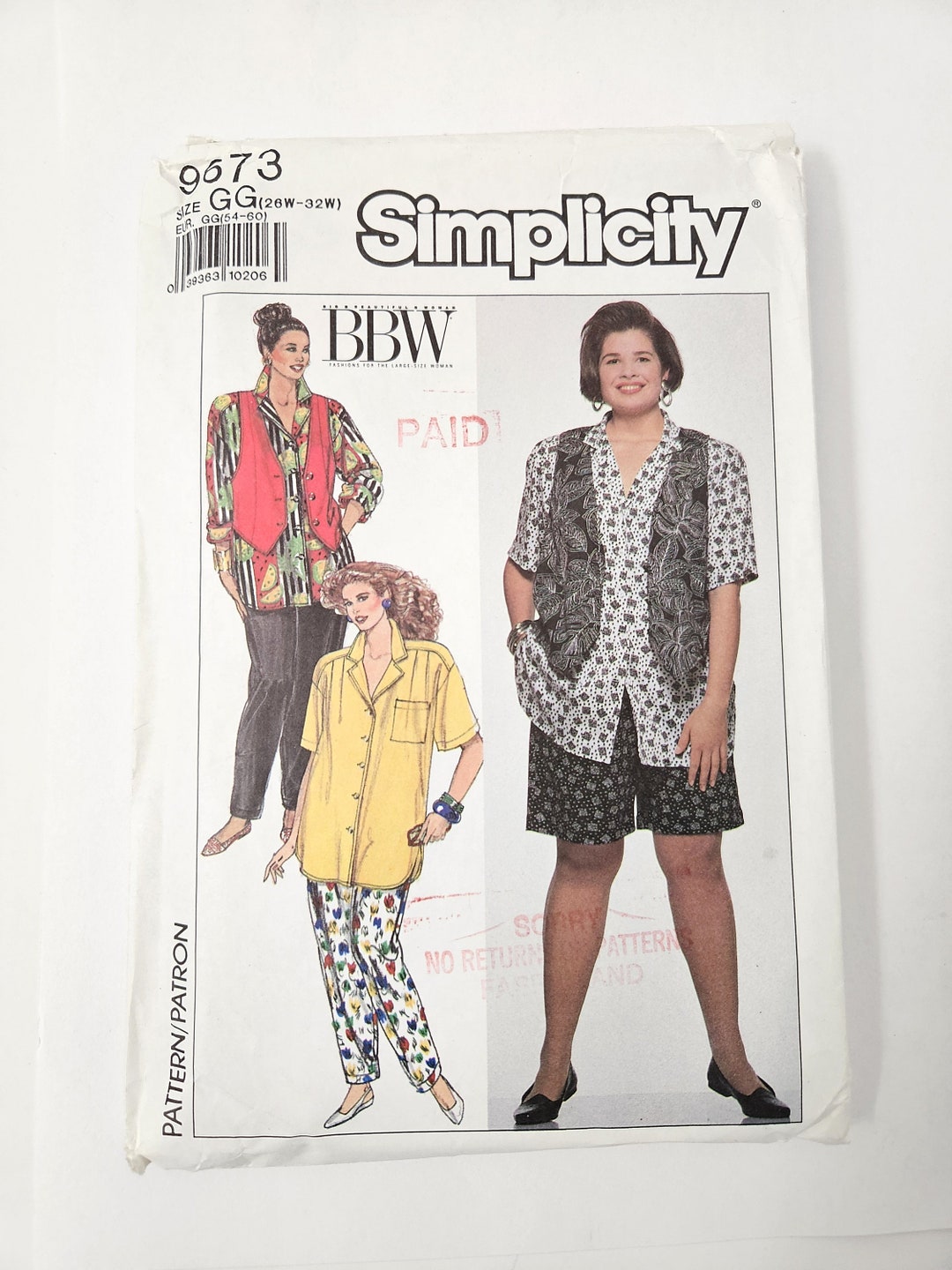 Simplicity Sewing Pattern 9673 Size GG 26W-32W Uncut Factory Fold Pull ...