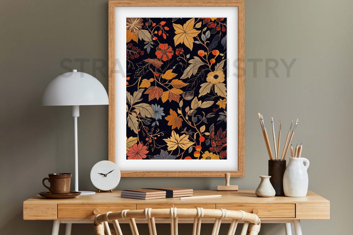 Peranakan Batik Pattern | Vibrant Autumn Floral Design | Digital ...