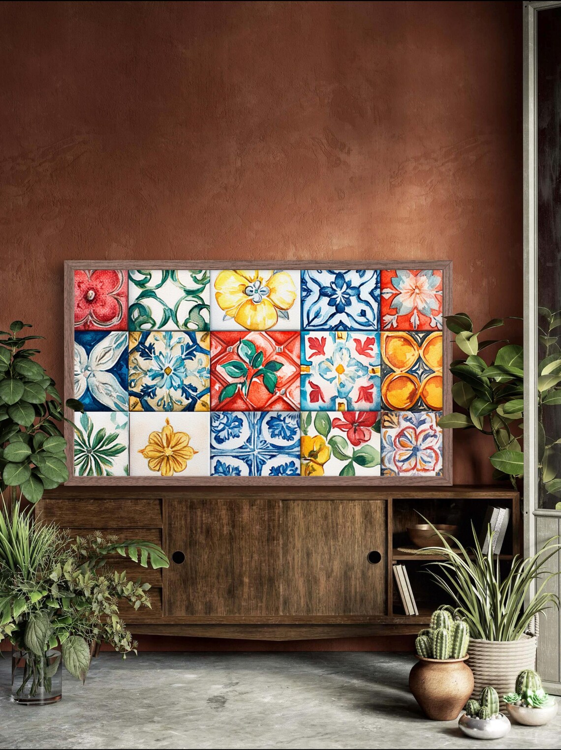 Peranakan Tile Art | Floral Samsung Frame TV Art (digital Download) - Etsy