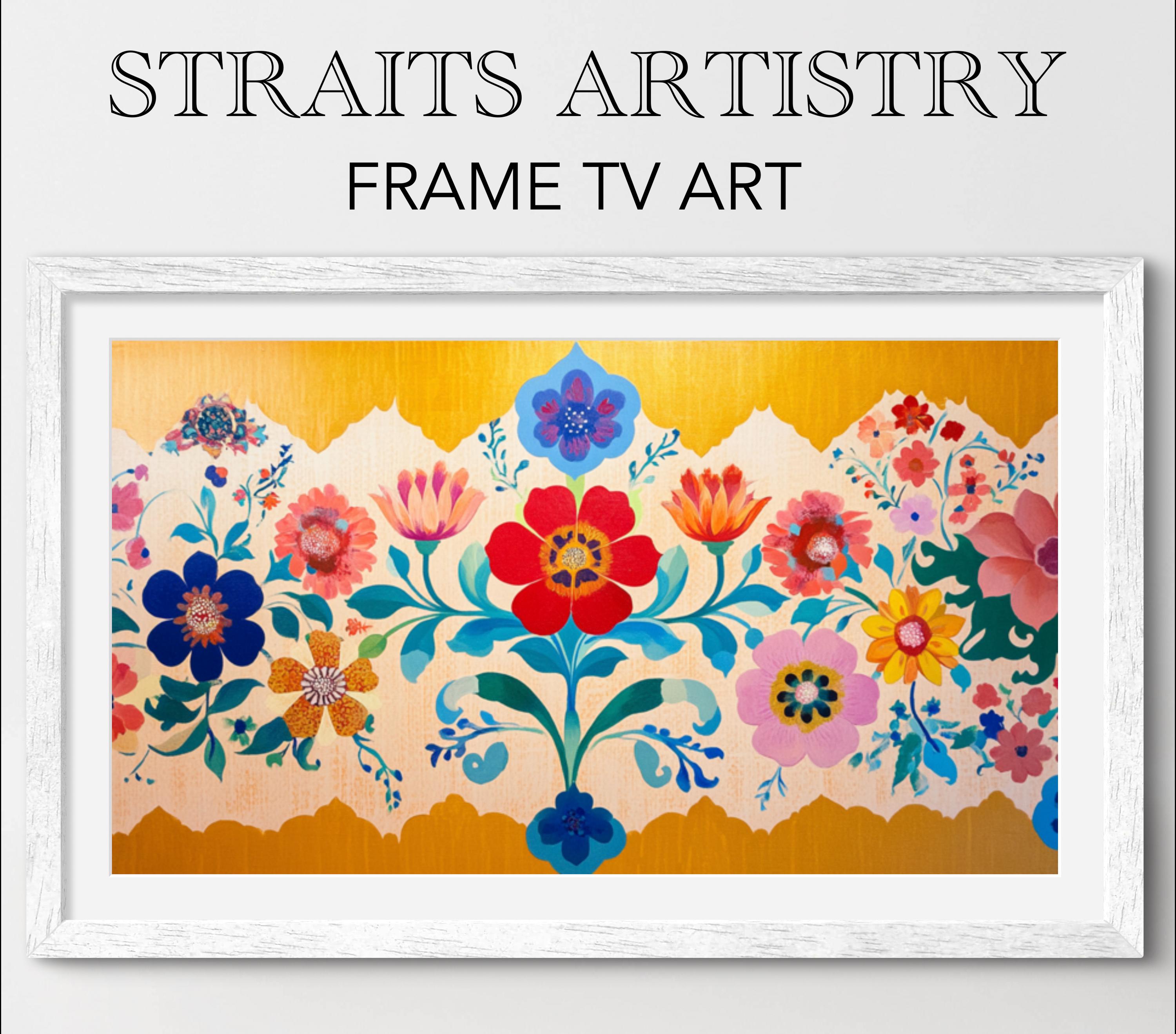 Floral Peranakan Wall Panel Vintage Peranakan TV Art Vintage Peranakan ...