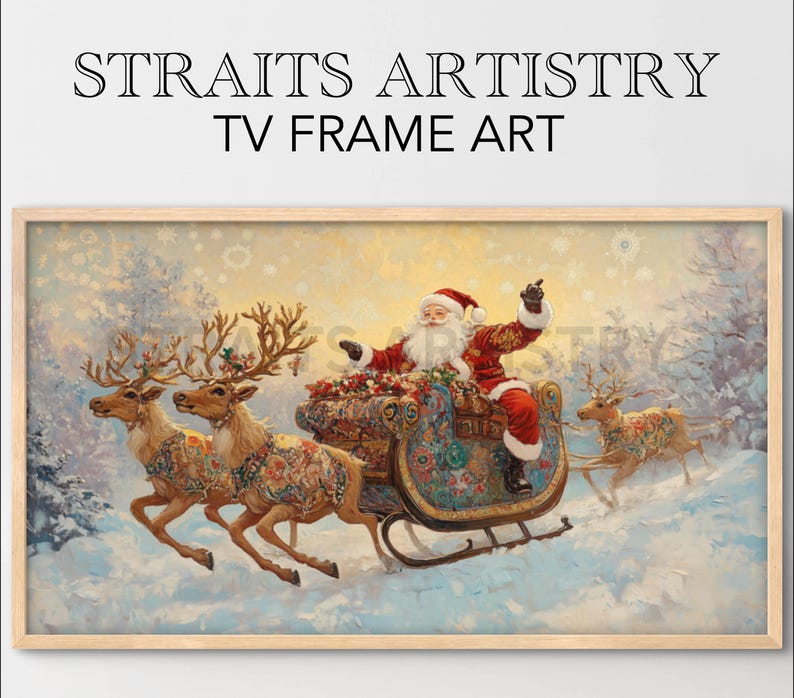 Christmas Reindeer Drawing | Santa Artwork & Television Frame Picture ...