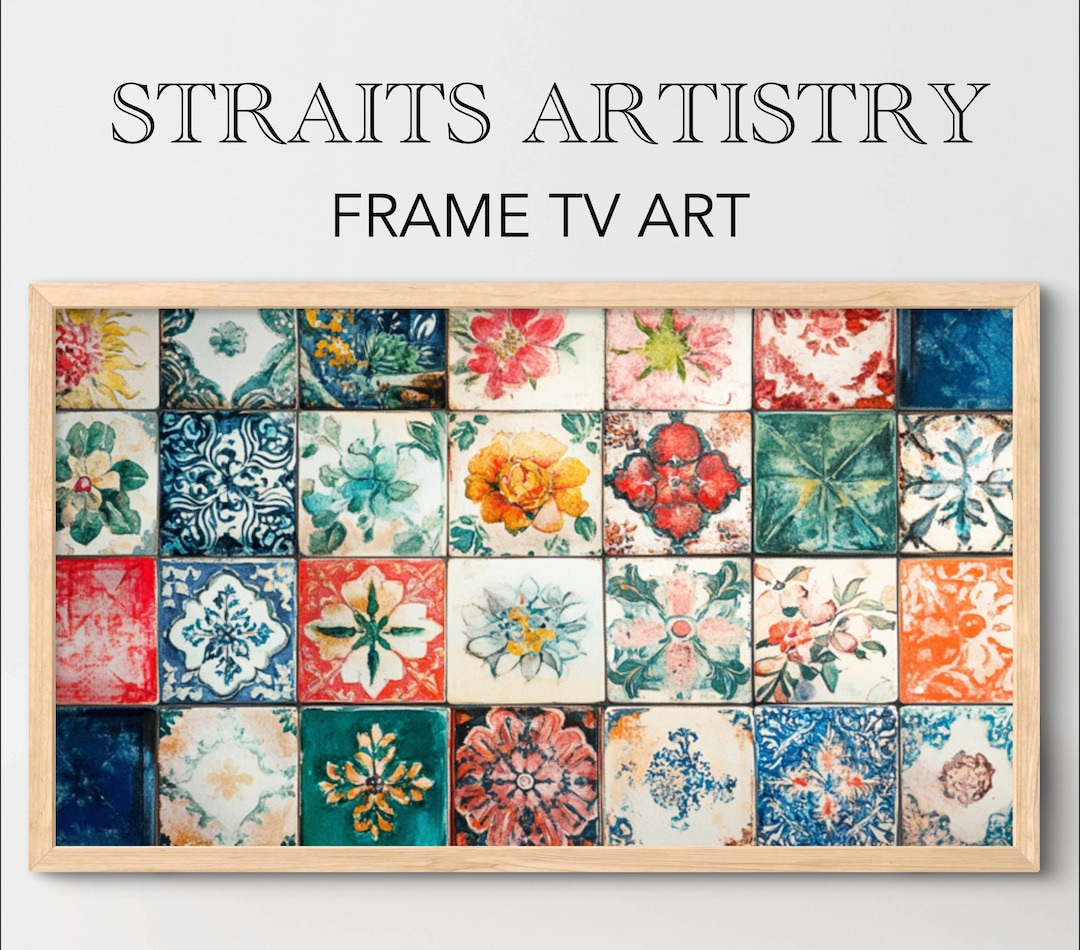 Vintage Vibrant Floral Peranakan Tiles TV Art Peranakan Interior Decor ...