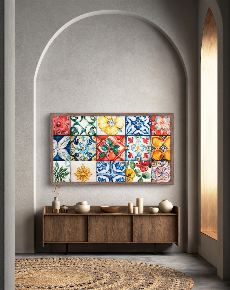 Peranakan Tile Art | Floral Samsung Frame TV Art (digital Download) - Etsy