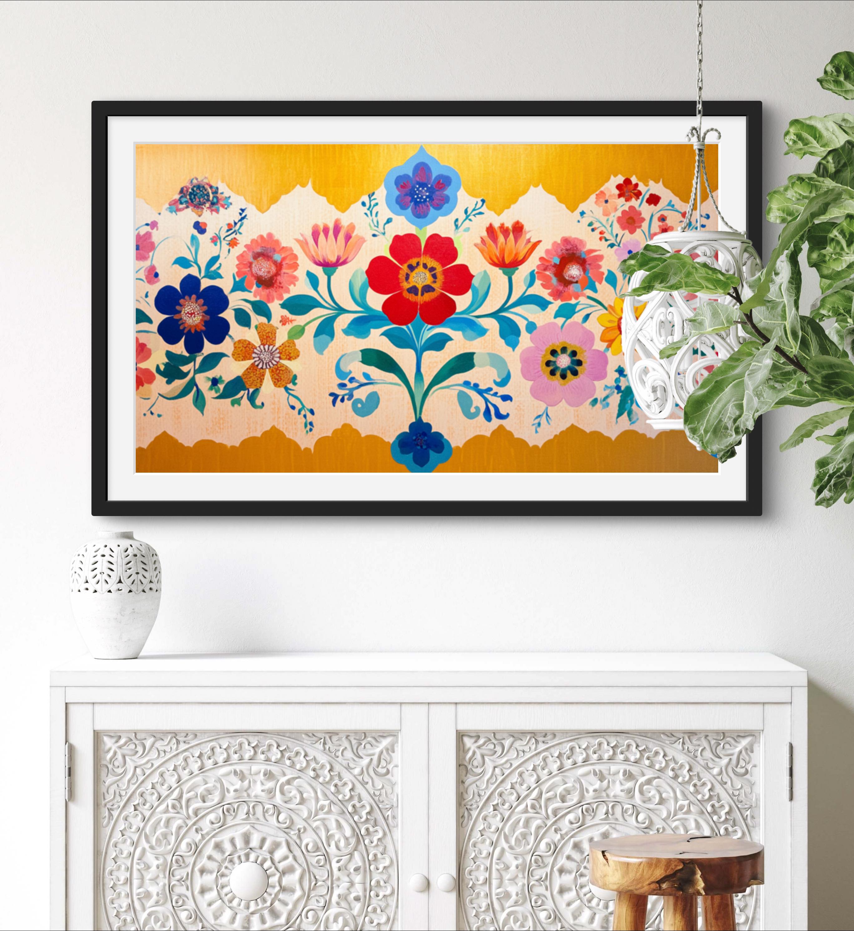 Floral Peranakan Wall Panel Vintage Peranakan TV Art Vintage Peranakan ...