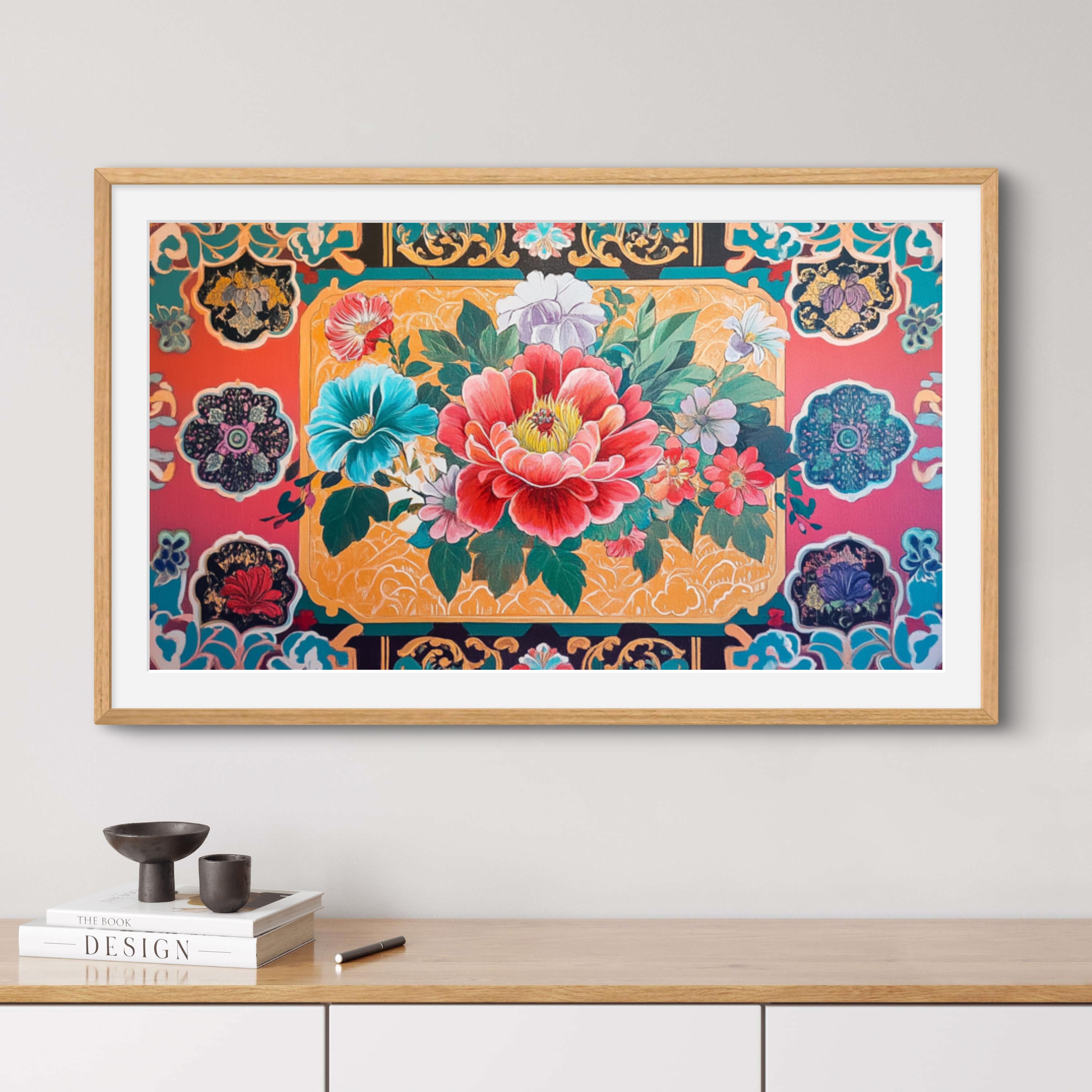 Floral Peranakan Wall Panel Vintage Peranakan TV Art Vintage Peranakan ...