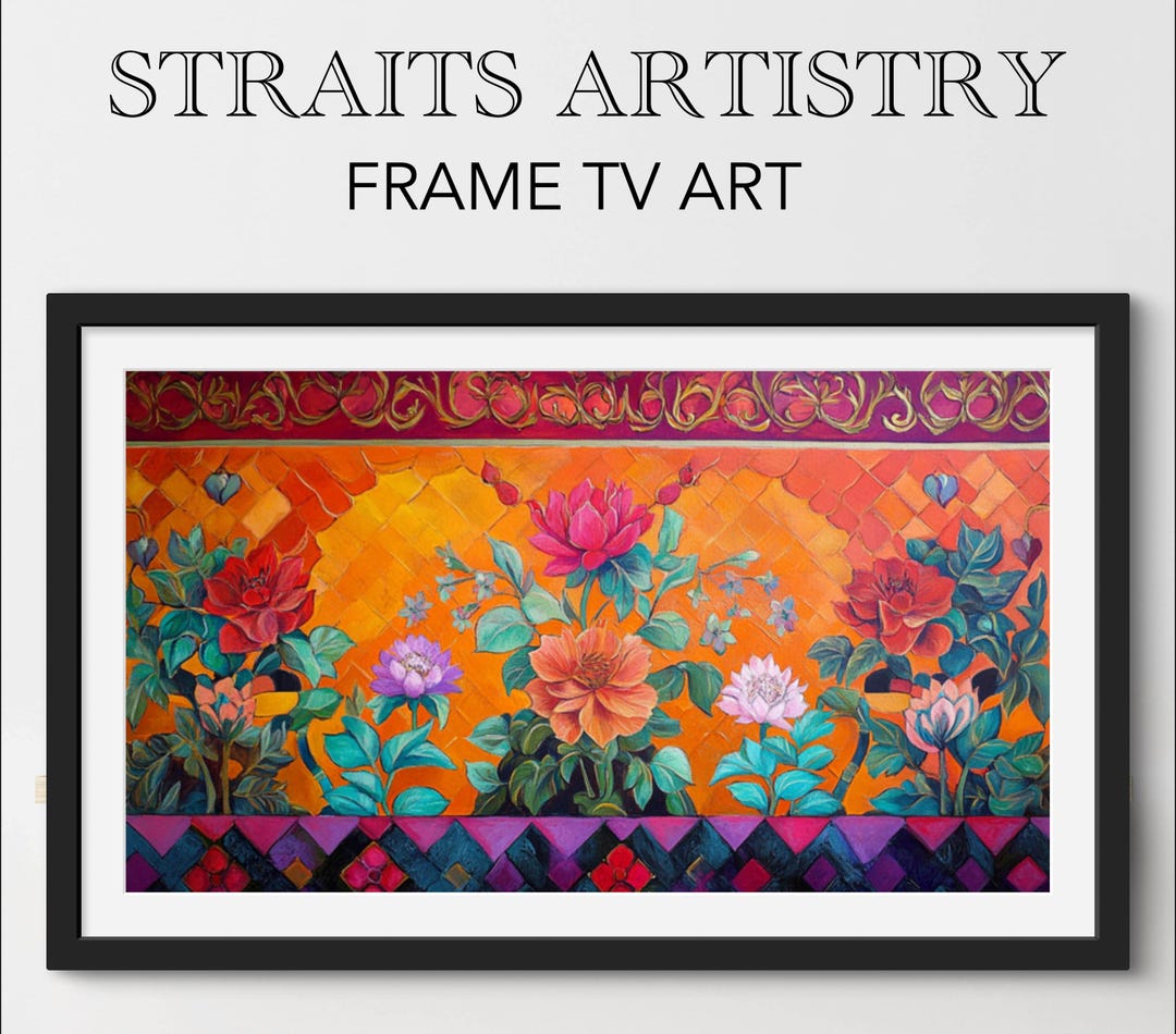 Floral Peranakan Wall Panel Vintage Peranakan TV Art Vintage Peranakan ...