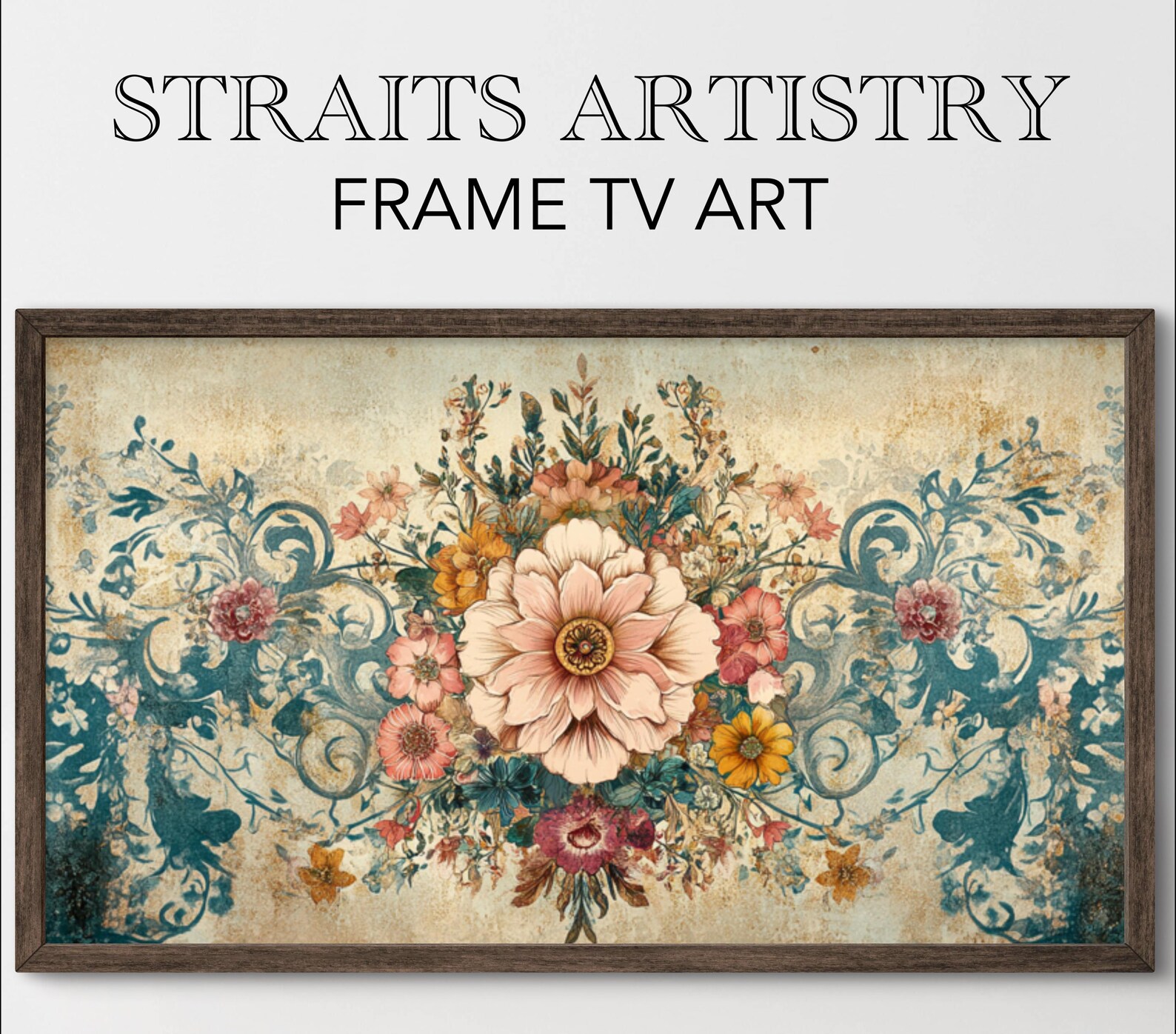 Floral Medallion Peranakan Style Vintage Peranakan TV Art Vintage ...