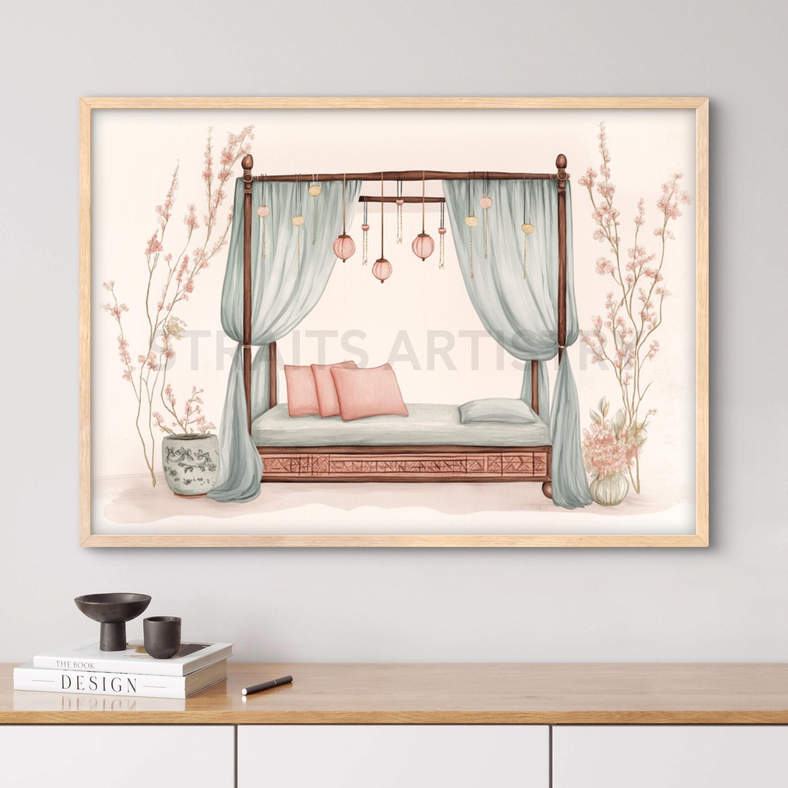 Peranakan Bedroom Art Print | Pastel Asian Decor (digital Download) - Etsy