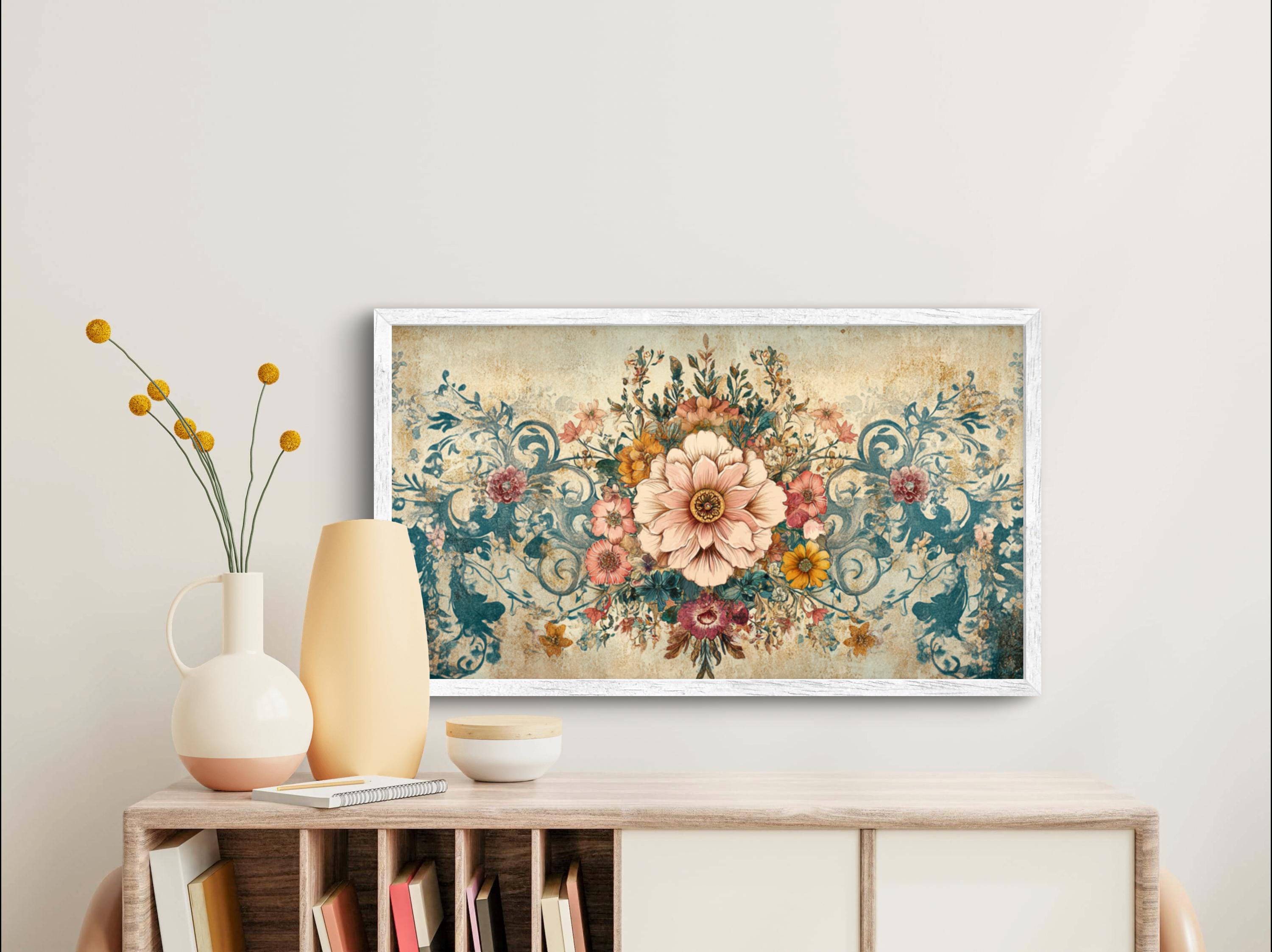 Floral Medallion Peranakan Style Vintage Peranakan TV Art Vintage ...