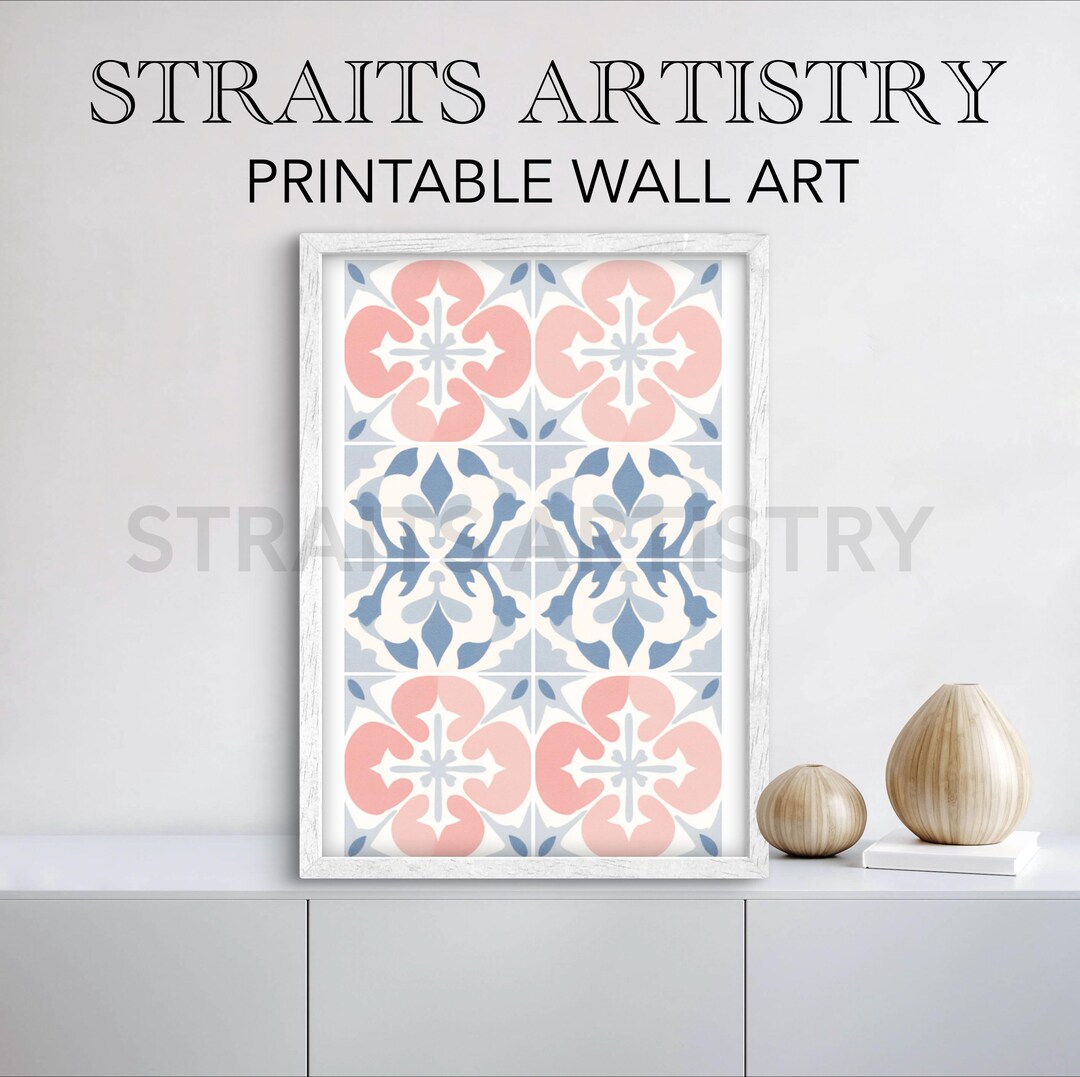 Peranakan Tiles Art Print | Geometry Wall Decor (digital Download) - Etsy